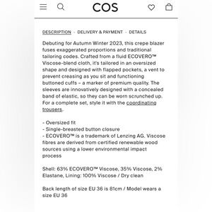 COS | Jackets & Coats | Brand New With Tags Oversized White Cos Blazer ...
